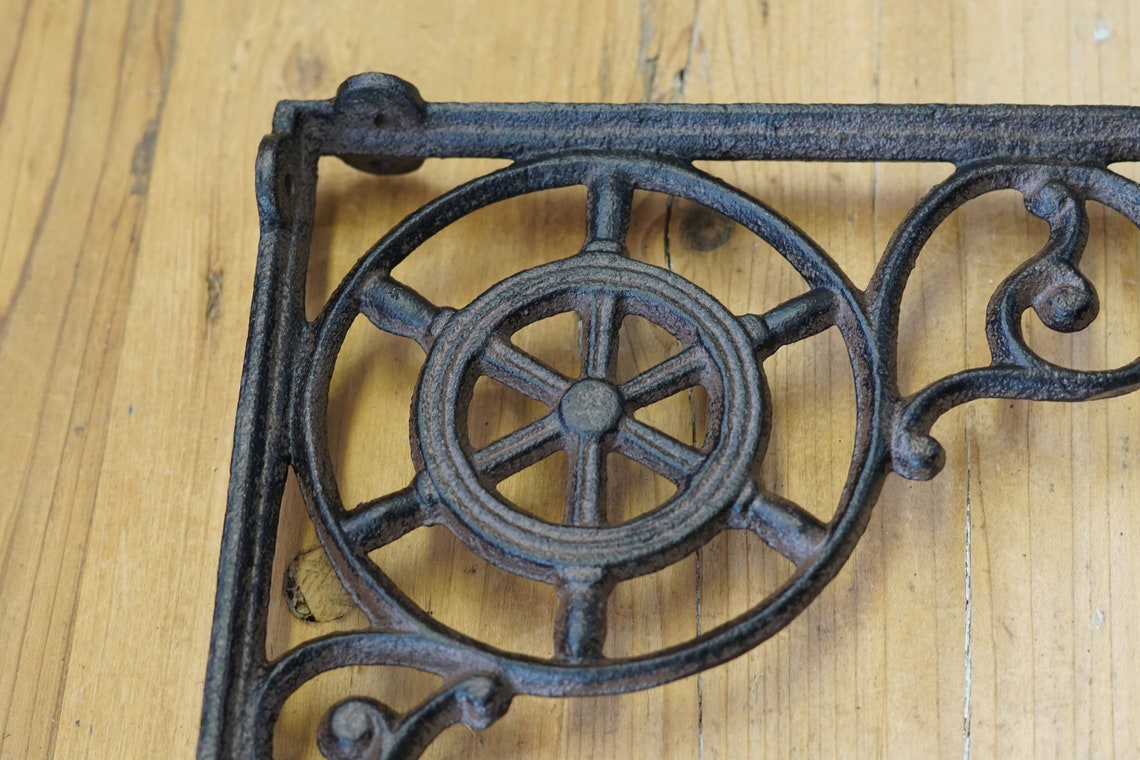 6 Cast Iron Shelf Brackets Nautical Ship Wheel Sea Captain - Etsy