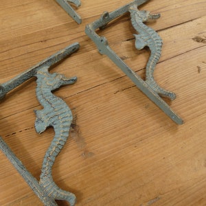 4 Cast Iron Nautical SEAHORSE Brackets Sea Horse Braces Shelf Bracket ...