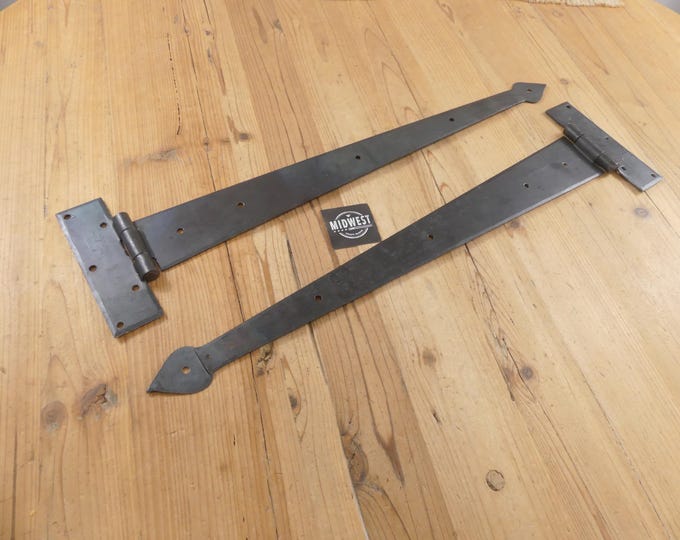 4 HUGE STRAP HINGES, Extra Large T Hinge, 18" Long, Forged, Gate, Barn ...