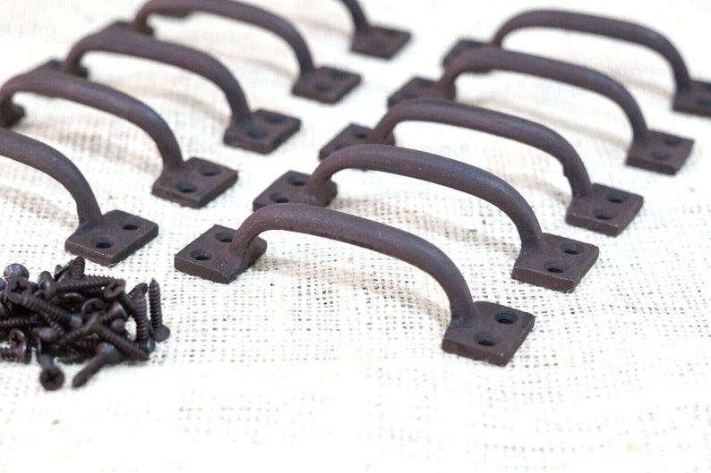 10 Cast Iron Drawer Pulls Window Pulls Dark Rustic Brown - Etsy