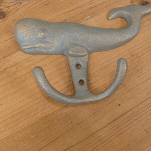 12 Cast Iron Whale Hooks Hook Nautical Beach House Home Decor Coat Hat ...