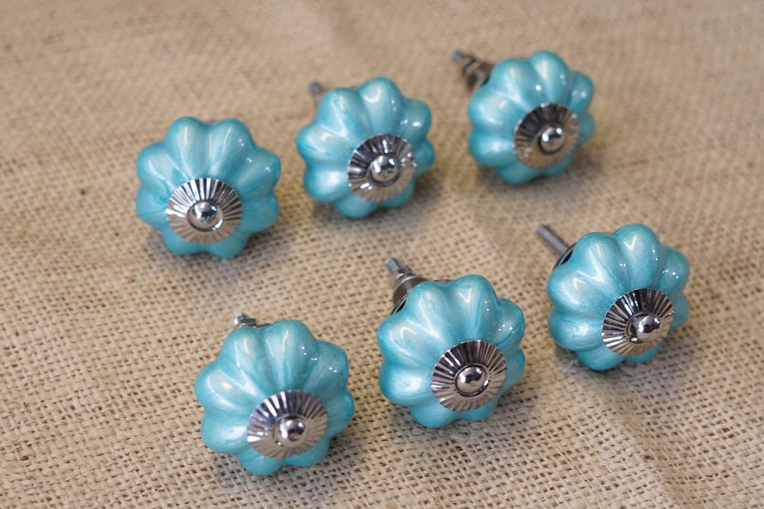 6 KNOBS, Drawer Pulls, Cabinet Knobs, Bathroom, Kitchen, Blue, Aqua, Turquoise, Pulls - Etsy