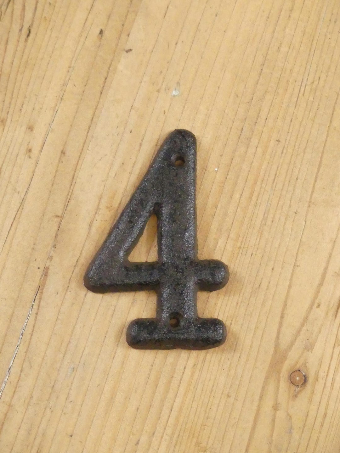 Number 4 Four Rustic BROWN Cast Iron Metal House Numbers Street Address ...