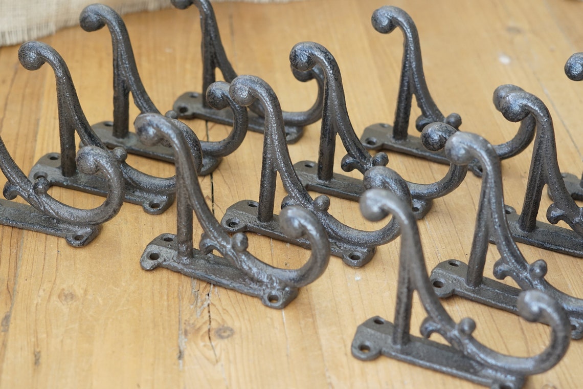 12 Brown Rustic Coat Hooks Cast Iron Antique Style New Made to - Etsy
