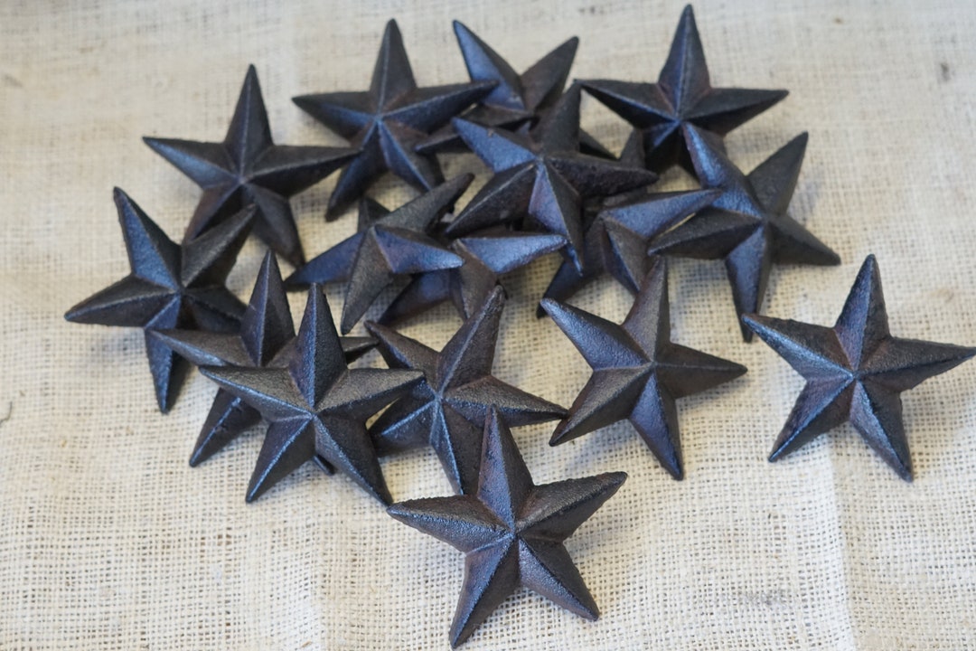 10 LARGE Rustic Cast Iron Nail Stars 3 1/2", Wall Decor, Flags, Accent ...