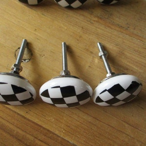 6 CERAMIC KNOBS, Checkered, Home Bar, Drawer Pulls, Cabinet Knobs ...