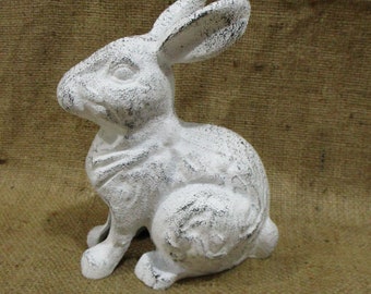 Cast Iron Rabbit Statue - Etsy