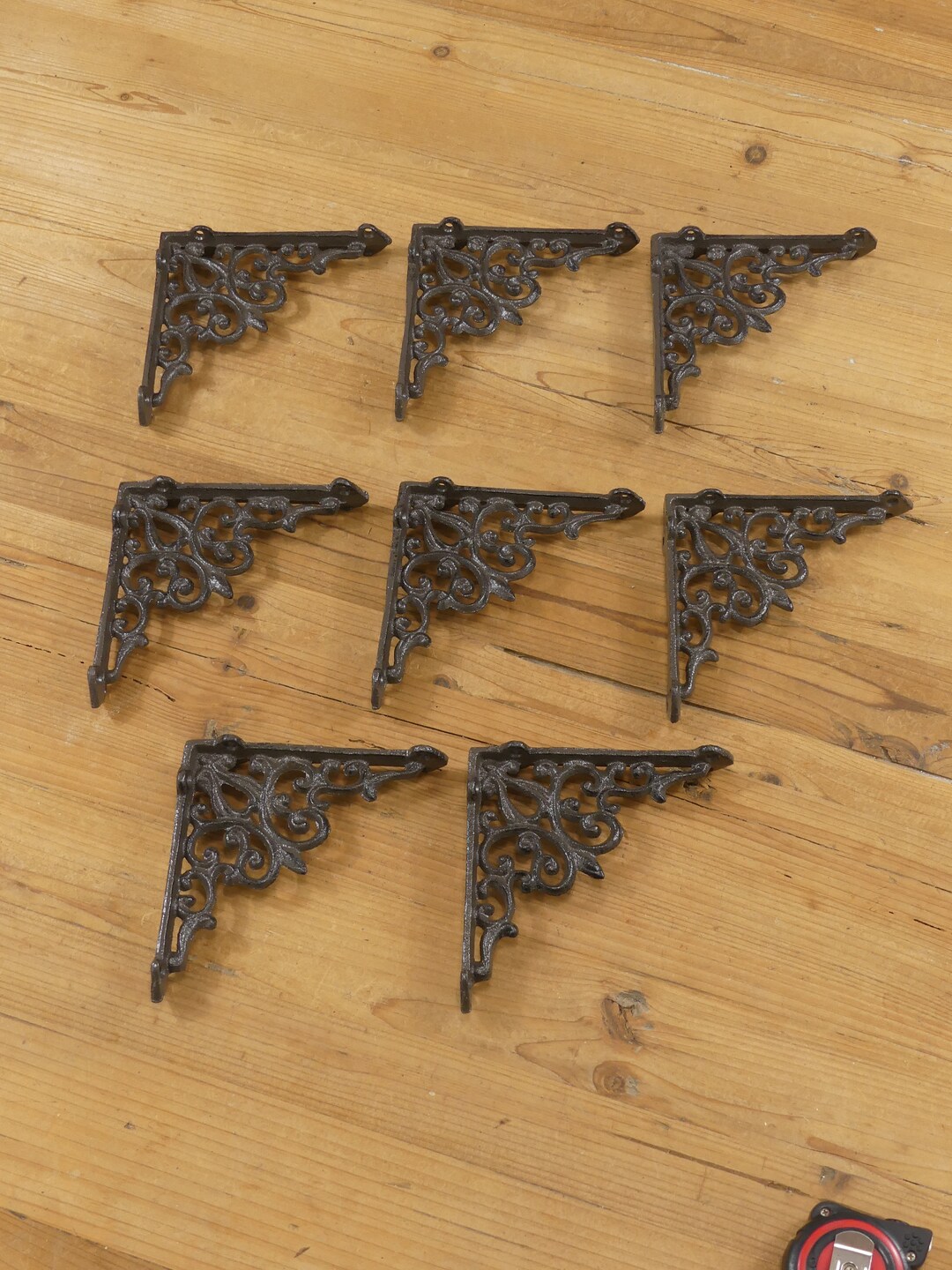 8 Cast Iron Brackets, Antique Style, Victorian Style, Rustic Brown ...