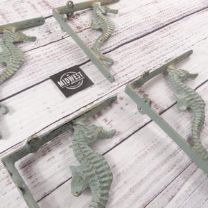 4 Cast Iron Nautical SEAHORSE Brackets Sea Horse Braces Shelf Bracket ...