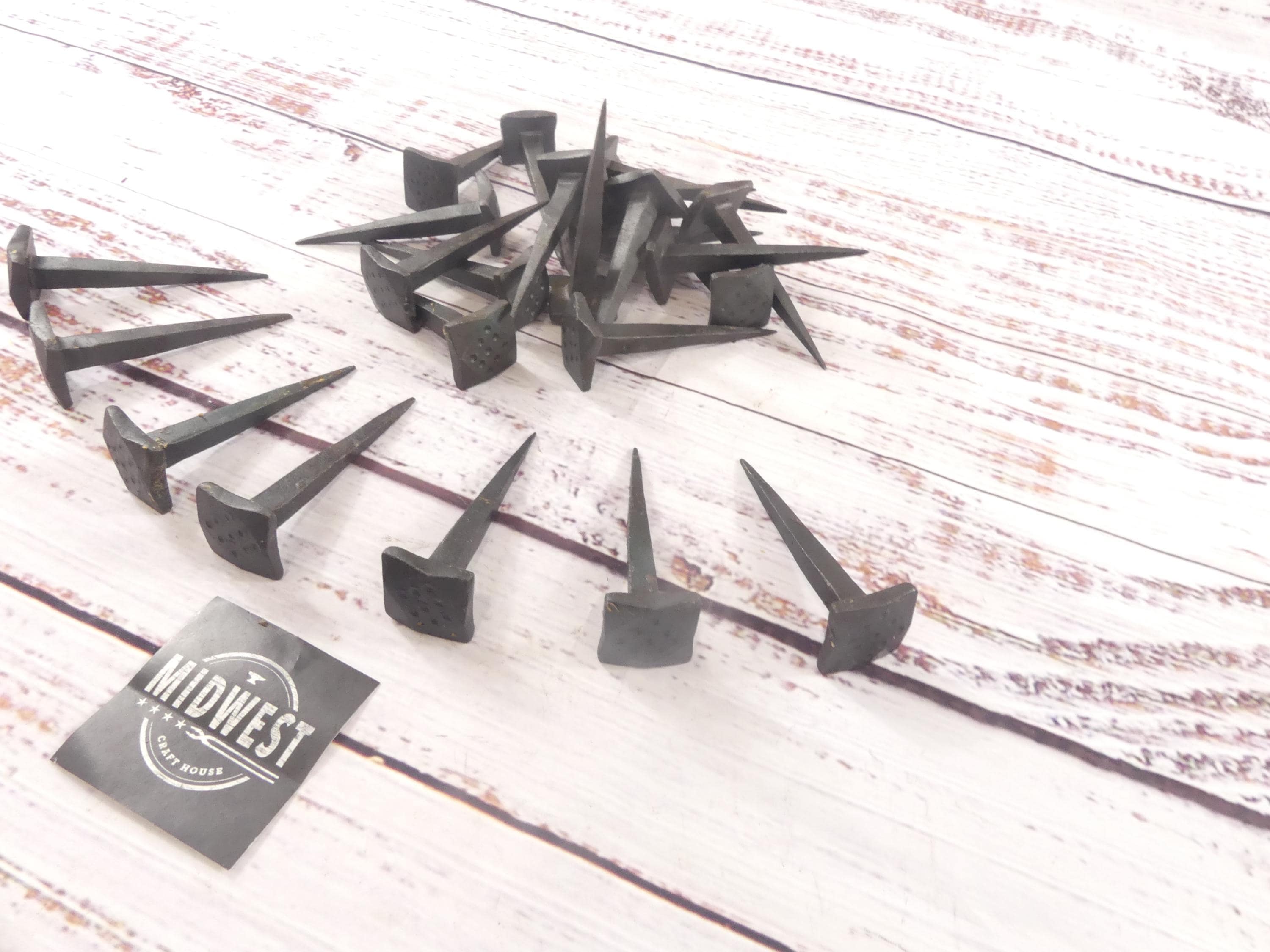 25 IRON CLAVOS NAILS, Forged, Hooks Decorative Craft Tack 1