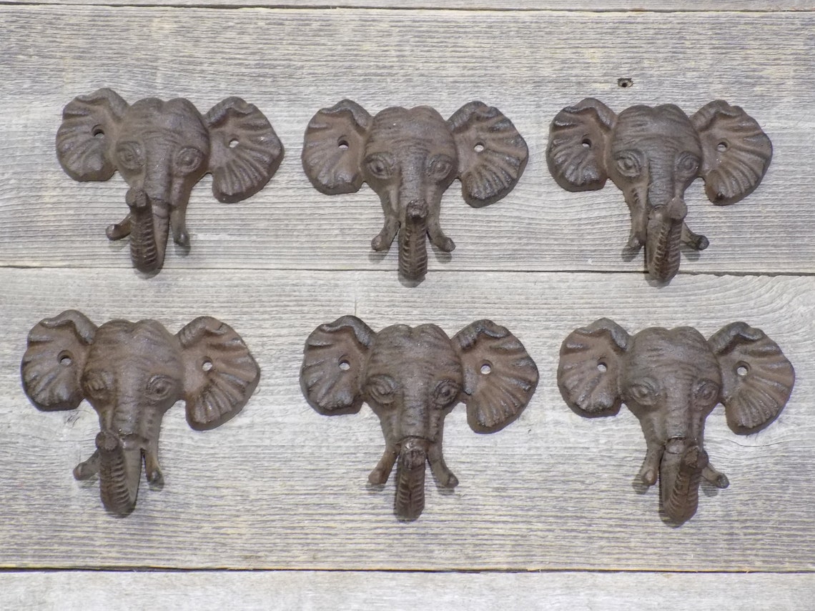 6 Cast Iron Elephant Coat Hooks Wall Hooks Hall Tree Hook - Etsy
