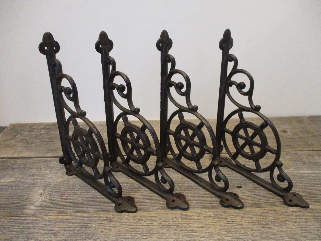 4 Cast Iron Shelf Brackets Nautical Ship Wheel Sea Captain - Etsy