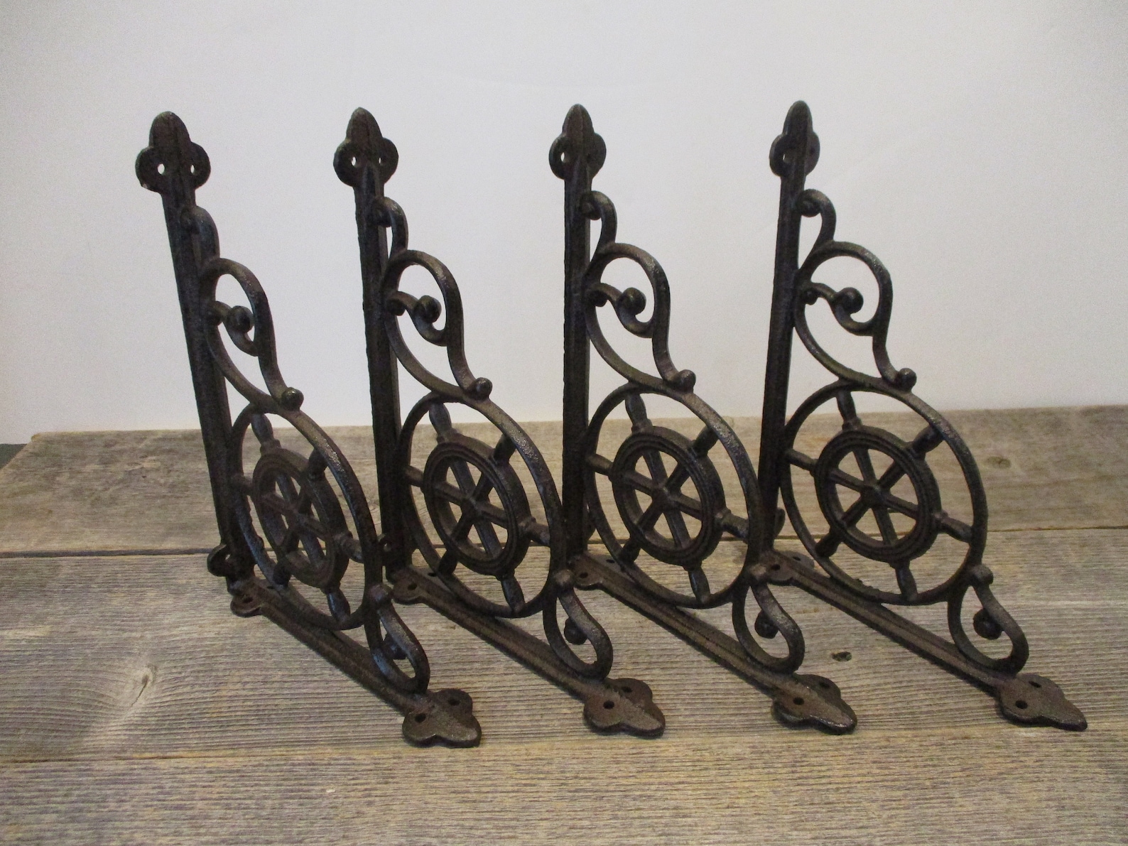 4 Cast Iron Shelf Brackets Nautical Ship Wheel Sea Captain | Etsy
