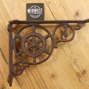 6 Cast Iron Shelf Brackets Nautical Ship Wheel Sea Captain Rustic ...
