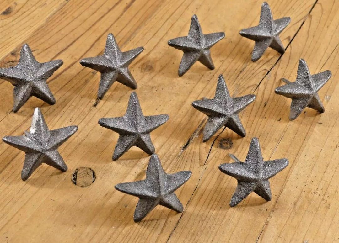 10 SMALL Cast Iron Nail Stars 1 7/8", Wall Decor, Flags, Accent Pieces ...
