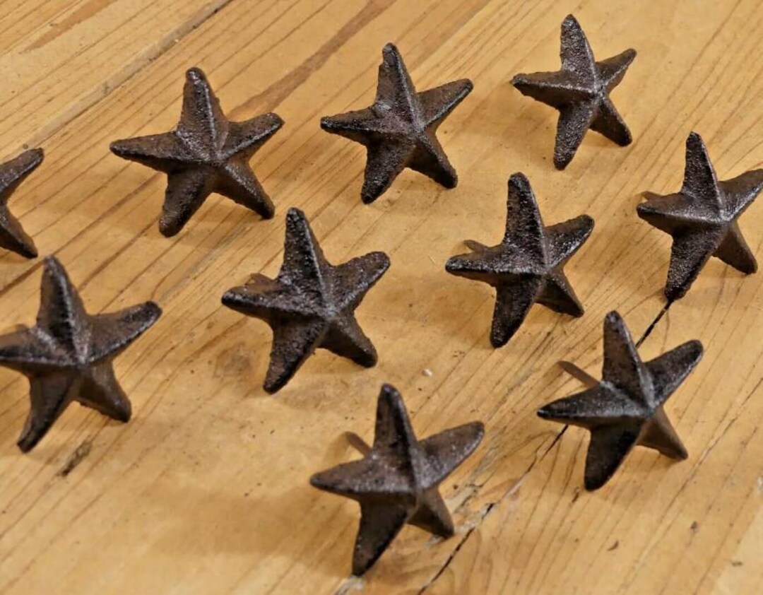 10 SMALL Rustic Cast Iron Nail Stars 1 7/8, Wall Decor, Flags, Accent ...