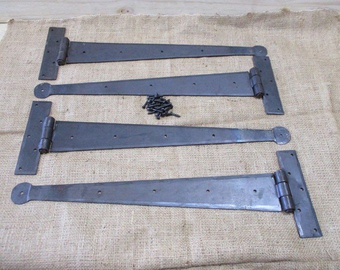 4 HUGE STRAP HINGES, Extra Large T Hinge, 18" Long, Forged, Gate, Barn ...