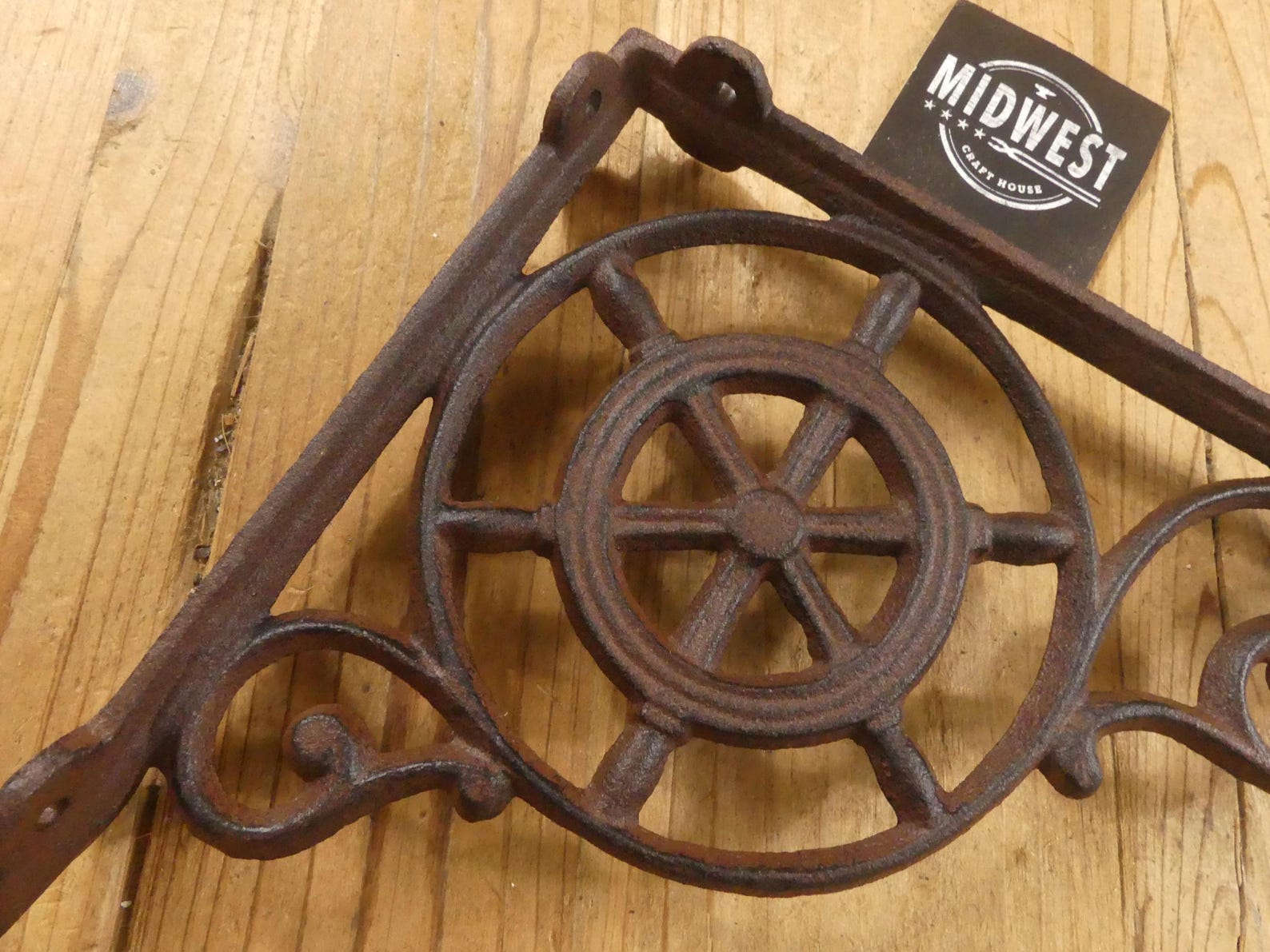 4 Cast Iron Shelf Brackets Nautical Ship Wheel Sea Captain Rustic ...