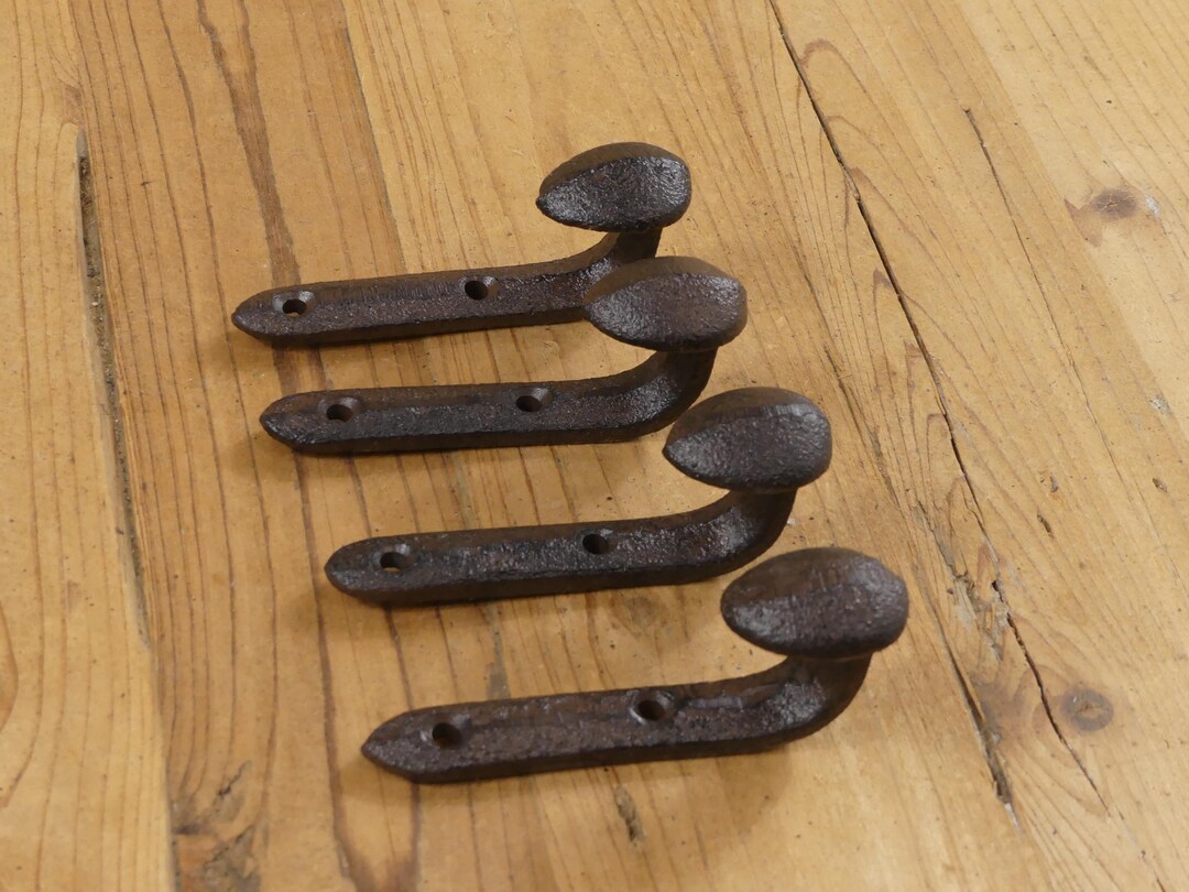 4 Railroad Spike Wall Hook, Cast Iron Railroad Spike Coat Hook, Railway ...