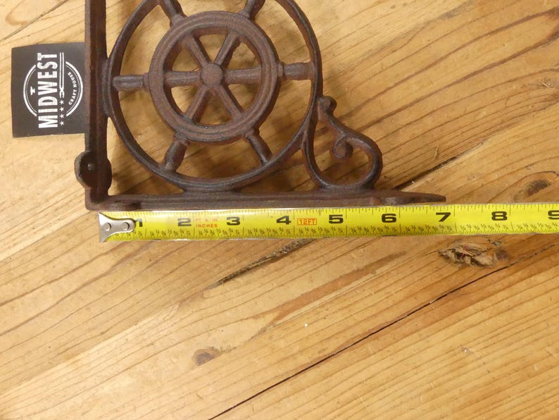 4 Cast Iron Shelf Brackets Nautical Ship Wheel Sea Captain Rustic ...