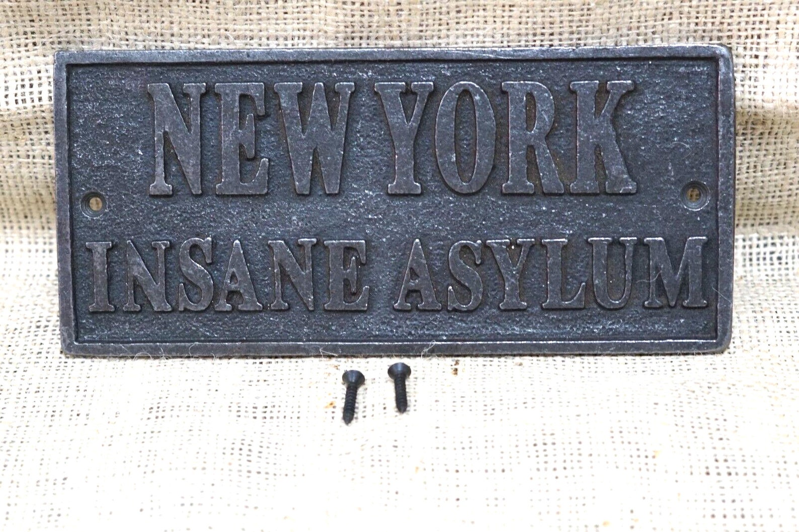 Rustic Cast Iron New York Insane Asylum Sign Plaque Wall - Etsy