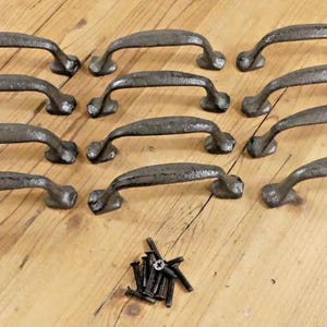 12 Cast Iron Handle Rustic Drawer Pull 5 1/4" Long With Screws Pulls Handles Cabinet Kitchen ...