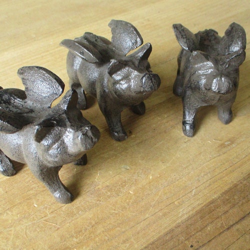 Cast Iron Metal Flying Pig Animal Farm Figurine Statue Home - Etsy