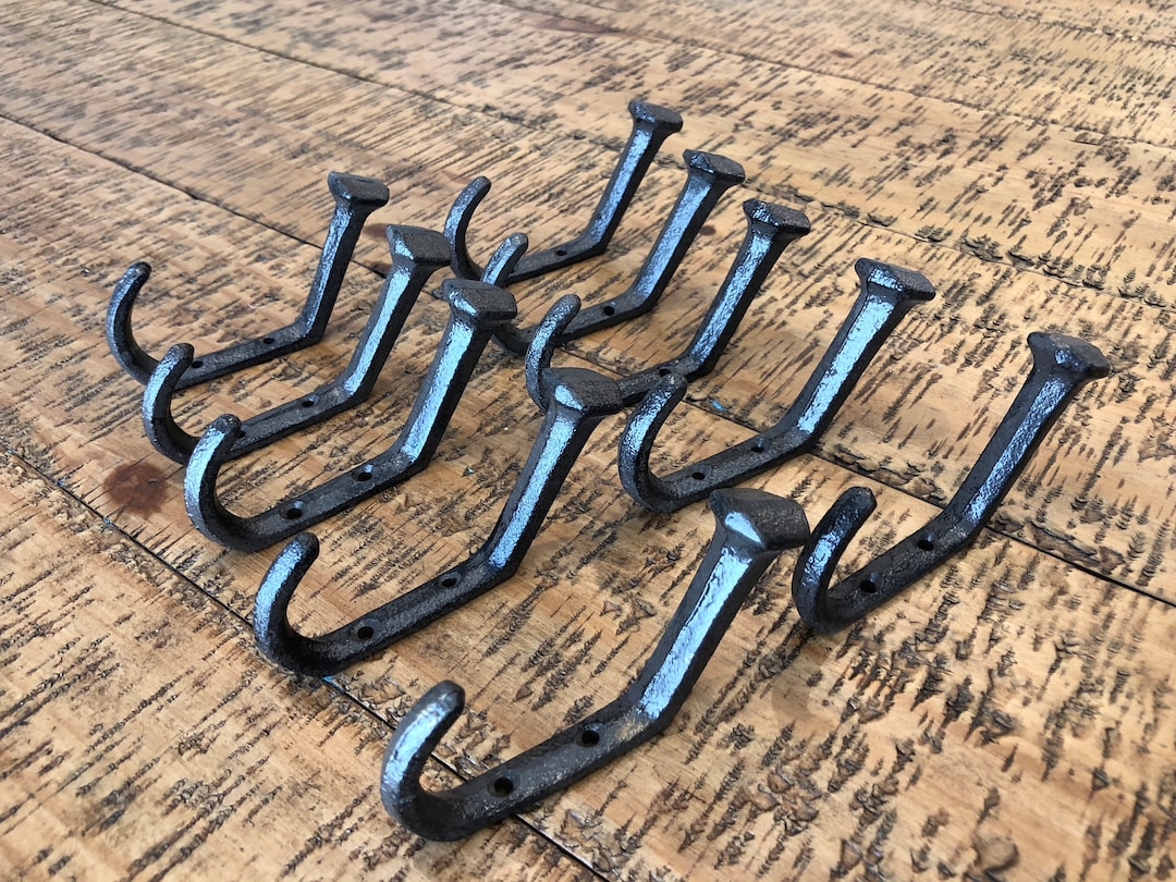 10 Railroad Spike Wall Hooks, Cast Iron Railroad Spike Coat Hooks ...