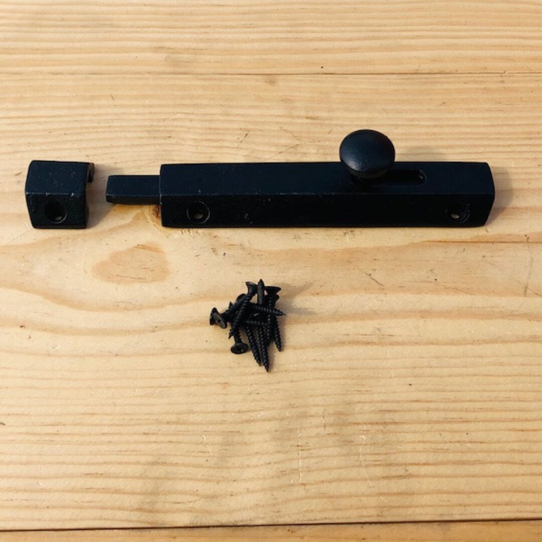 SLIDING LOCK and LATCH, Large, Strong, Deadbolt, Black, 7 Inches Long ...