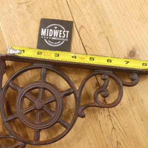 6 Cast Iron Shelf Brackets Nautical Ship Wheel Sea Captain Rustic ...