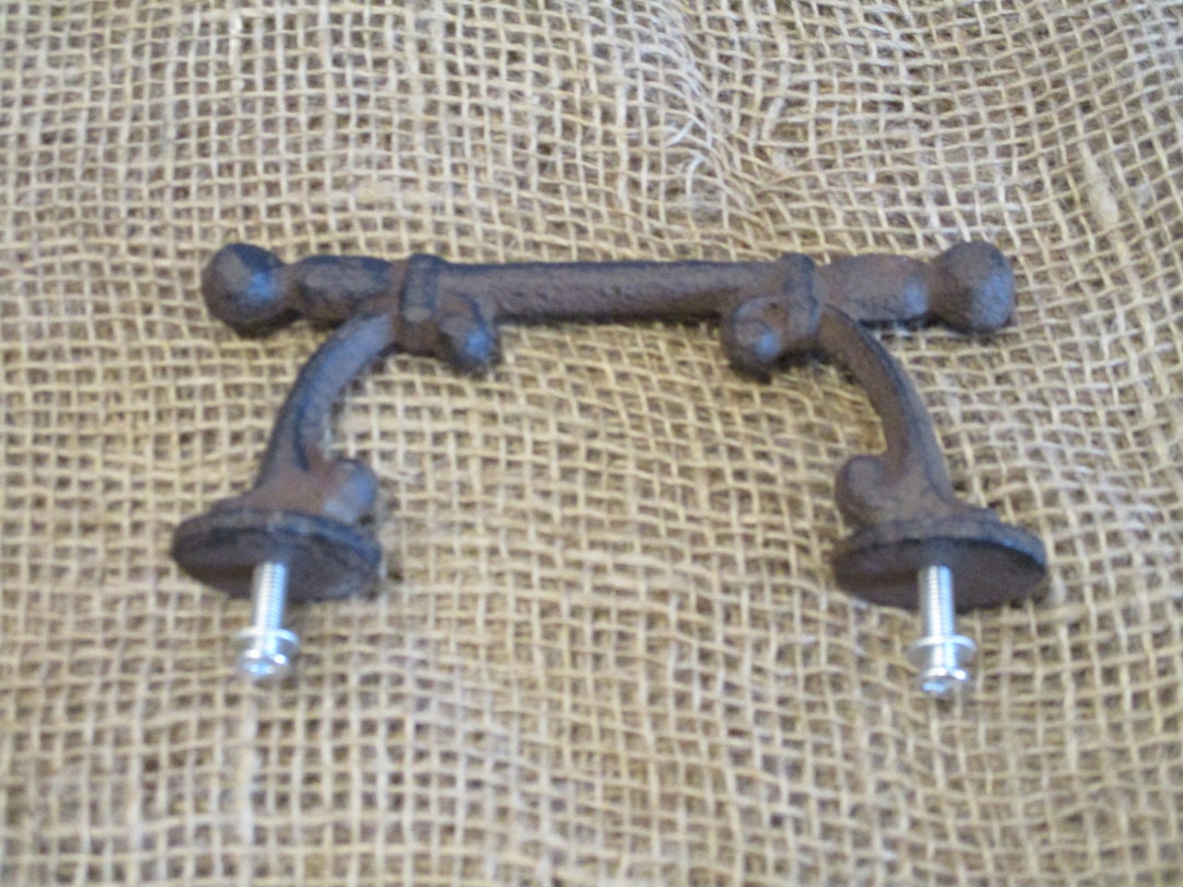 Rustic Cast Iron Handle, Cabinet Handle, Drawer Pulls, Brown, Dresser ...