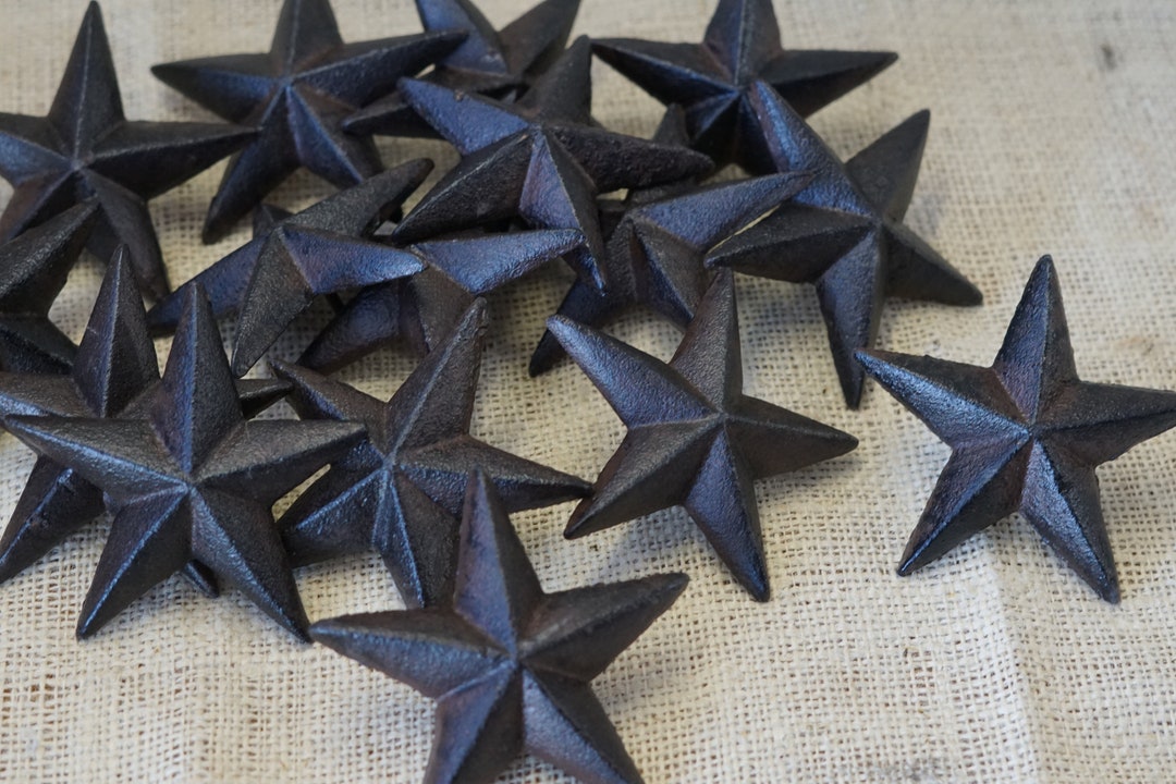 15 LARGE Rustic Cast Iron Nail Stars 3 1/2", Wall Decor, Flags, Accent ...