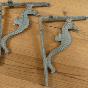 4 Cast Iron Nautical SEAHORSE Brackets Sea Horse Braces Shelf Bracket ...