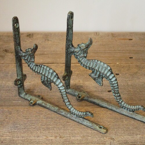 4 Cast Iron Nautical SEAHORSE Brackets Sea Horse Braces Shelf - Etsy