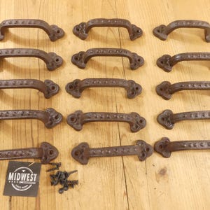 15 Cast Iron Handles, Dark Rustic Brown Color, Cabinet, Drawer Pulls ...
