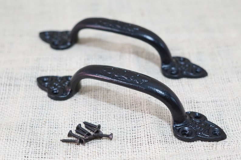 4 Large Handles Cast Iron Antique Style Door Handles Gate - Etsy