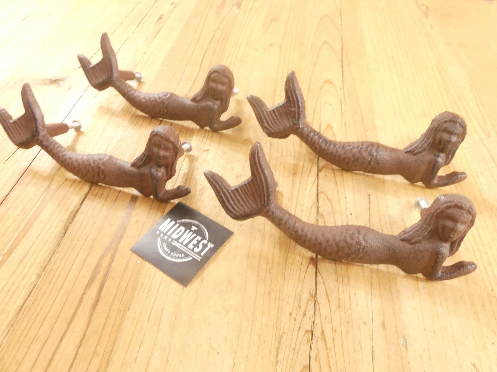 4 Cast Iron NAUTICAL MERMAID Drawer Pulls, Door Handles, Gate Pulls ...