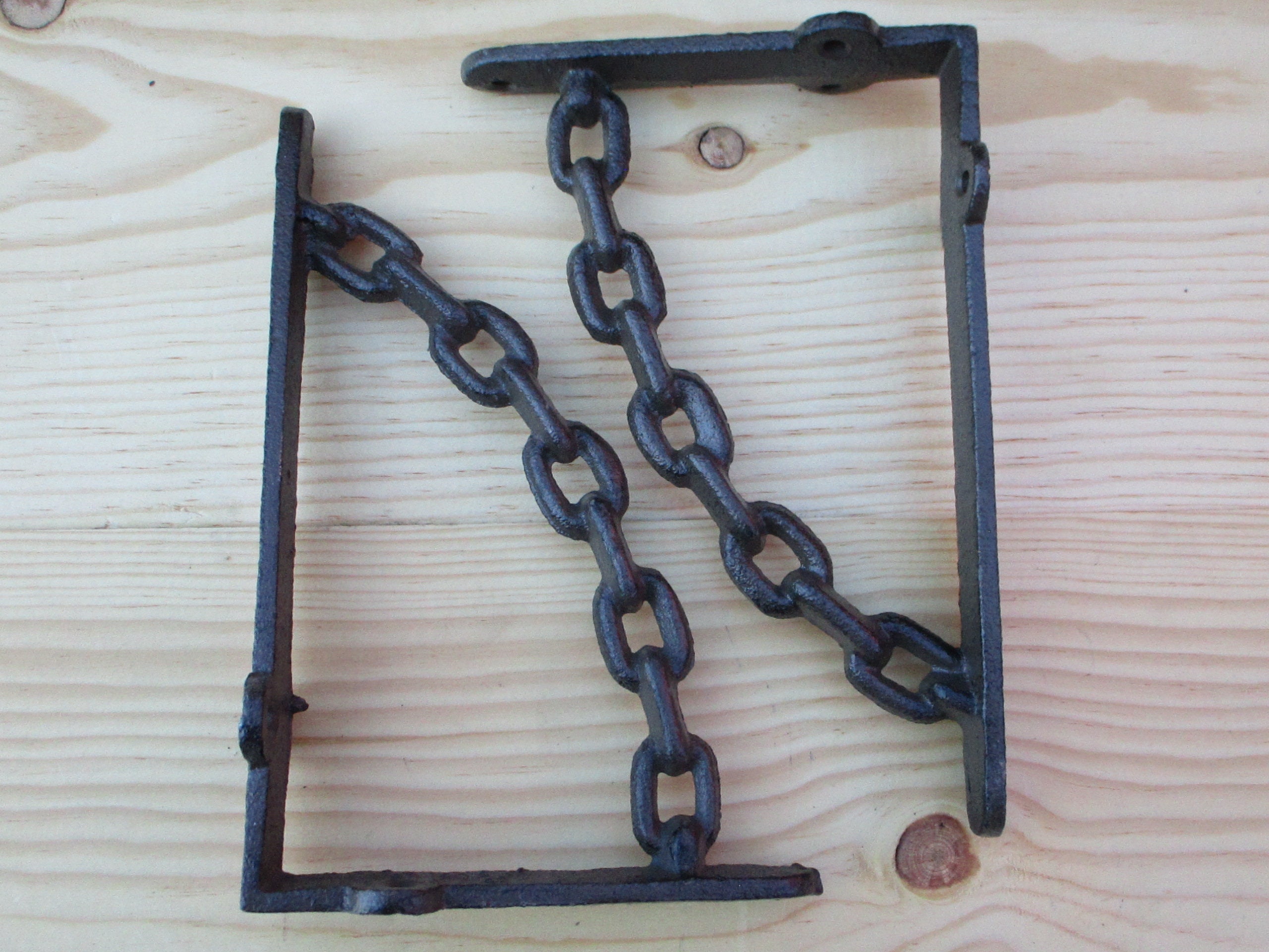 2 Cast Iron Brackets Chain Braces Corbels Bookshelf | Etsy