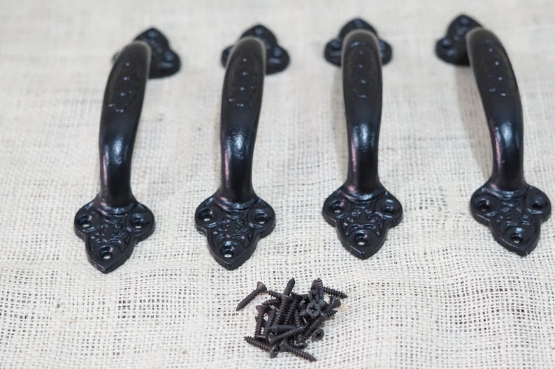 4 Large Handles Cast Iron Antique Style Door Handles Gate - Etsy