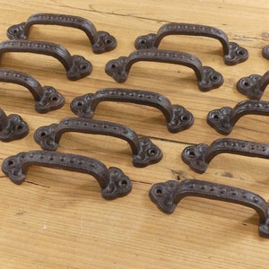 15 Cast Iron Handles, Dark Rustic Brown Color, Cabinet Handles, Drawer ...
