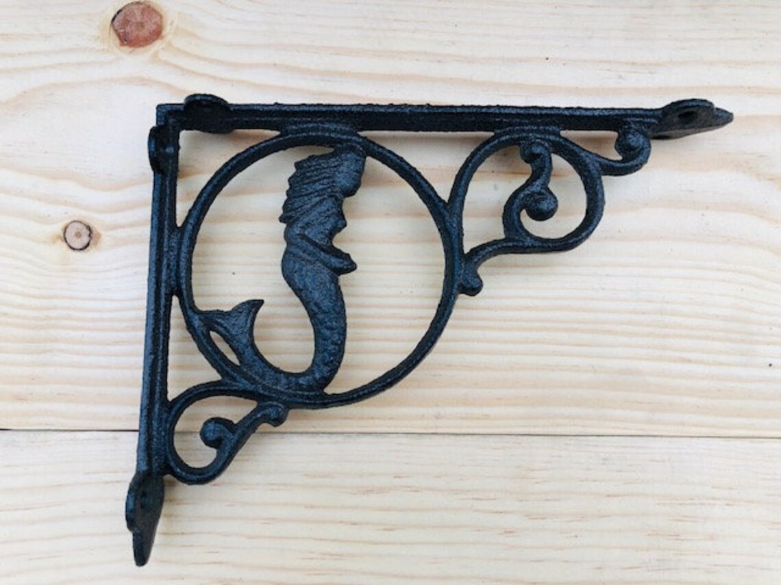 2 Cast Iron Nautical Mermaid Brackets Braces Corbels | Etsy