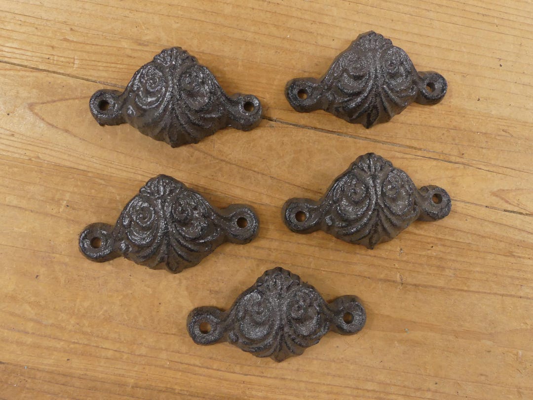 5 Cast Iron Dark Brown Drawer Pulls, Bin Pulls, Handles, Cabinet Handle ...