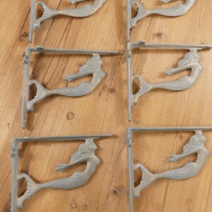6 Cast Iron Mermaid Brackets, Corbels, Braces, Shelf Bracket, Nautical ...