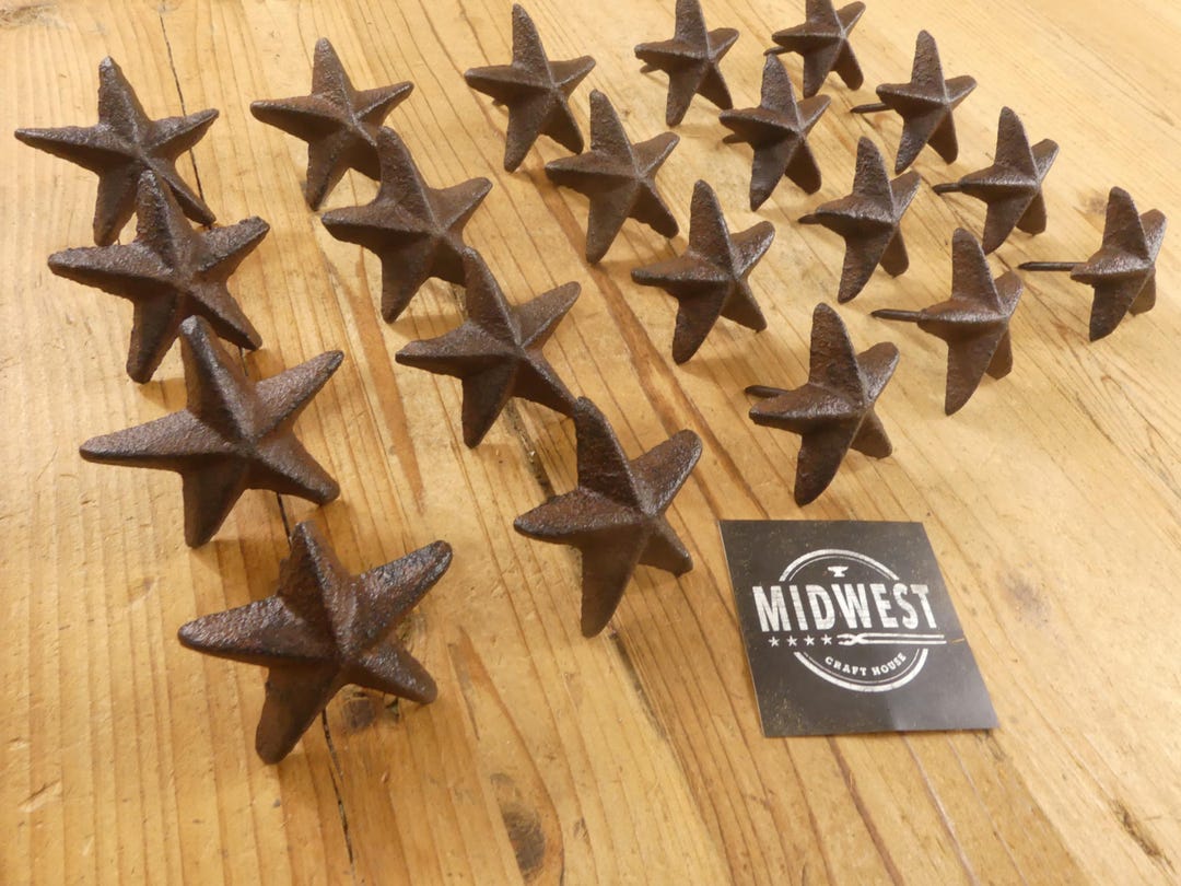 20 SMALL Rustic Cast Iron Nail Stars 1 7/8", Wall Decor, Flags, Accent ...