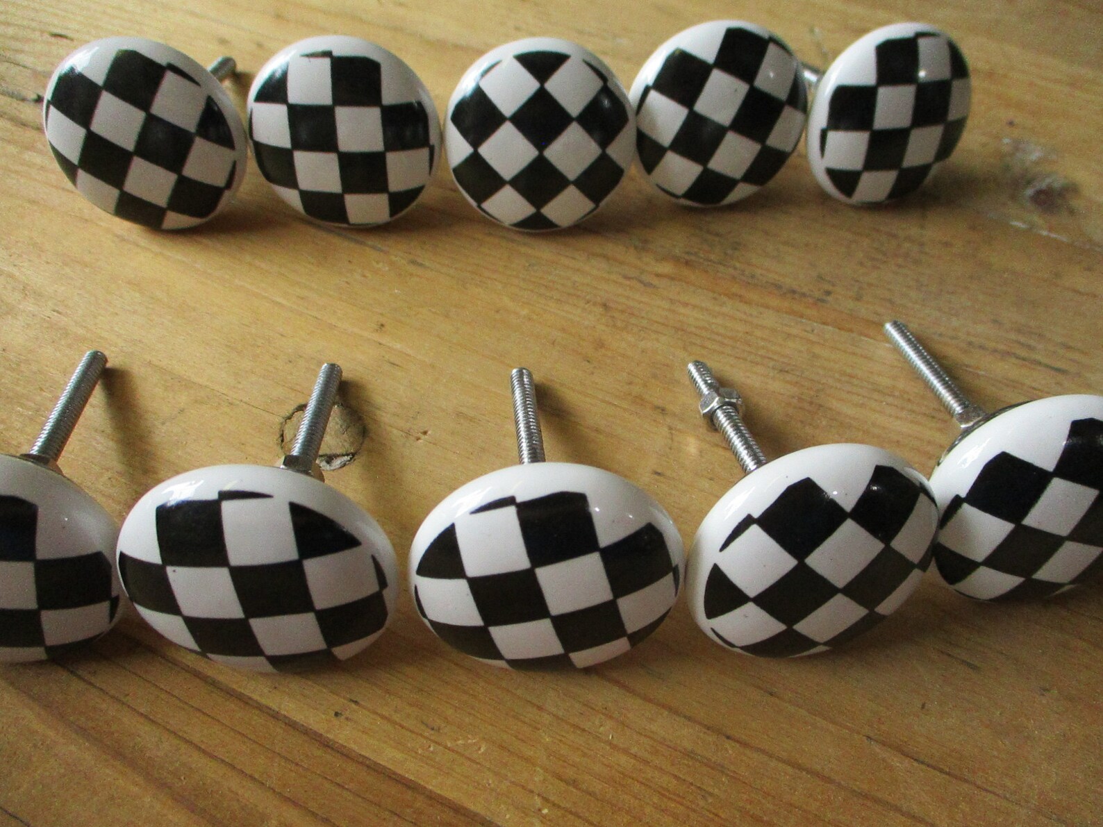 10 CERAMIC KNOBS Checkered Home Bar Drawer Pulls Cabinet - Etsy