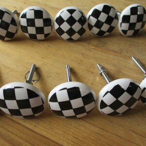 10 CERAMIC KNOBS, Checkered, Home Bar, Drawer Pulls, Cabinet Knobs ...