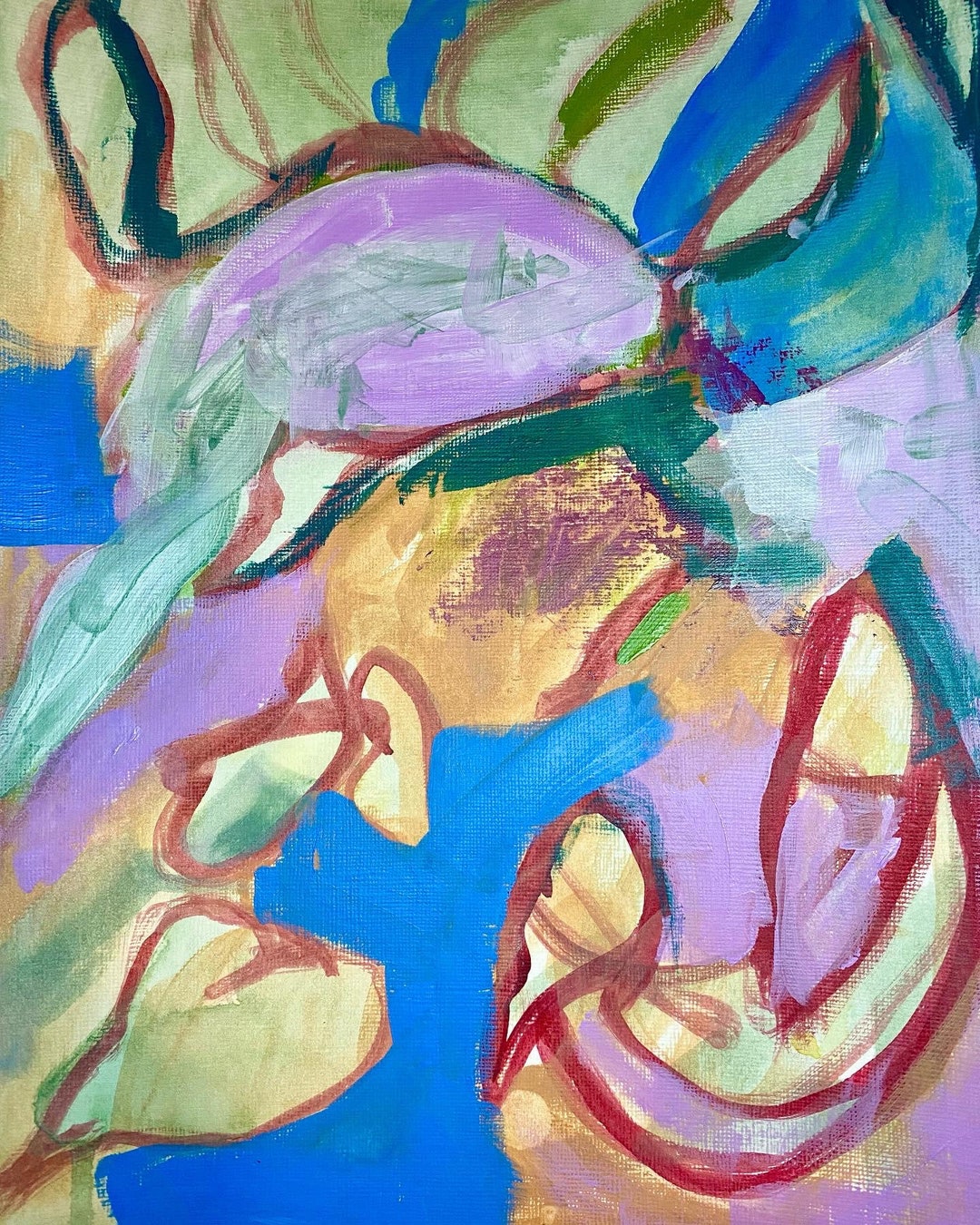 Deconstructed Pothos Plant Abstract Acrylic Painting on 9”x12” Cold ...