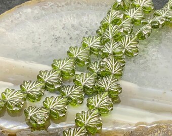 Czech Glass Beads, Maple Leaves, 20 Beads - Etsy