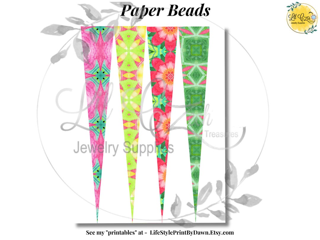 Printable Paper Beads - Paper Bead Template - Jewelry Bead Supplies ...