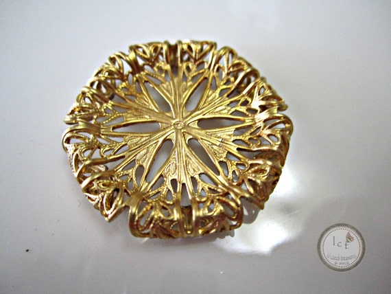 Items similar to Raw Brass Carved Filigree Brass Round Filigree ...